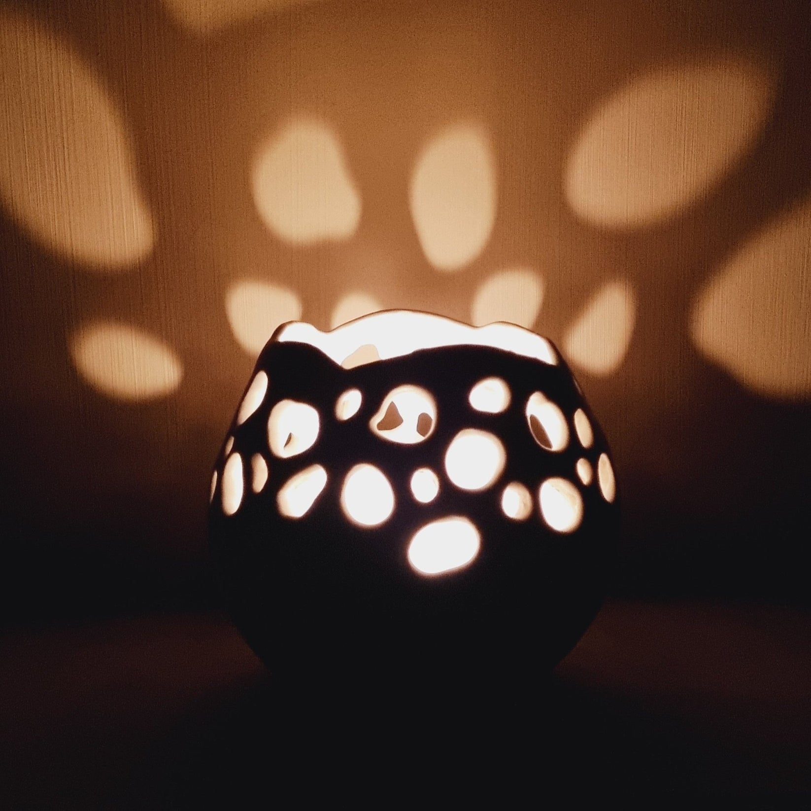 Hand-carved ceramic luminary, white candle holder. Wedding table decor ...